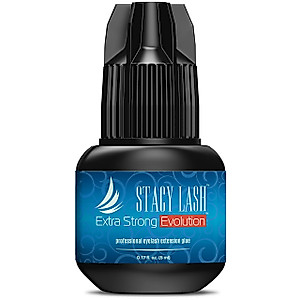 Extra Strong Evolution Eyelash Extension Glue 5ml + Primer 40 ml + 100 Pack Eye Pads + Shampoo 50 ml/Black Adhesive/ 1-2 sec Drying time/ 8 Weeks Retention/lint Free/Aloe Extract