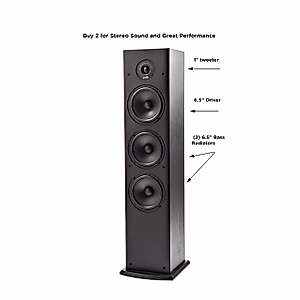 Polk Audio T Series 3.1 Channel Complete Home Theater System with Powered Subwoofer | One (1) T30 Center Channel, Two (2) T50 Tower Speakers | Wi-Fi, Alexa, HEOS Built-in