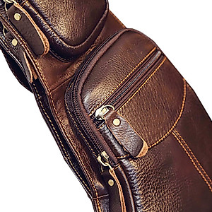 Leather Sling Bag Backpack for Men Women Crossbody Shoulder Chest Day Pack Outdoor Travel Camping Tactical Daypack