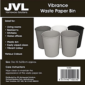 JVL 15-223GN Quality Vibrance Bright Green Lightweight Plastic Waste Paper Basket Bin