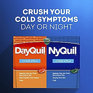 Vicks DayQuil and NyQuil Combo Pack, Cold & Flu Medicine, Powerful Multi-Symptom Daytime And Nighttime Relief For Headache, Fever, Sore Throat, Cough, 24 Count, 16 DayQuil, 8 NyQuil Liquicaps