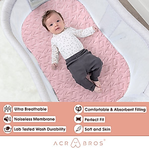 ACRABROS Baby Bassinet Sheets-2 Pack Waterproof Baby Bassinet Sheets-2 Pack Bassinet Sheet Set-Leakproof Quilted Padded,Ultra Soft, Gray & Pink