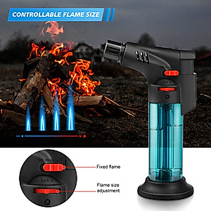 Samniu 4 Pack of Torch Lighter, Jet Flame, Butane gas, Mini Refillable Windproof Lighters, for candle, fireplace, grill (Gas not Included)