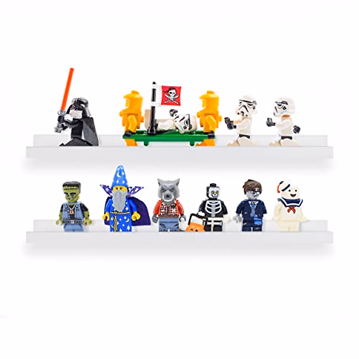 Wallniture Denver Floating Shelves for Kids Room Decor, 30" White Kids Bookshelf Picture Frames Ledge Shelves, Toddler Toys Storage, Set of 2