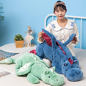 IFX24 Weighted Stuffed Animals 10Lbs 35.4", Weighted Dragon Stuffed Animal for Kids and Adults, Heavy Weighted Stuffed Animals for Comfort and Relaxation. Blue, Pink, and Green Available
