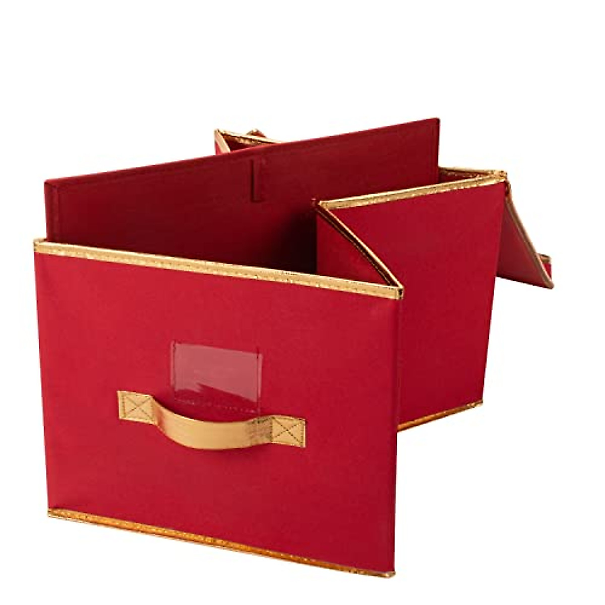 Simplify Holiday Jumbo Storage Box | Christmas Décor Organizer | Good for Seasonal Items | Closet Storage | Collapsible | Lidded | Red