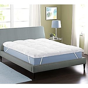 Superior Mattress Topper, Down Alternative 2 Inch Deep Sized Bed Pillow Top, Comfort Pad, Fluffy Mattress-Topper Protector, Plush Cooling Extra Soft Hotel Sleep All-Season, Queen, White