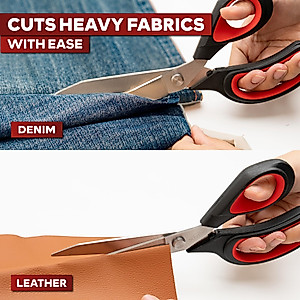 XFasten Heavy-Duty Professional Tailor Scissors, 9.5-Inch Heavy Duty Ultra-sharp Dressmaker’s Scissors Shears for Fabric Cutting | Sewing scissors for Fabric