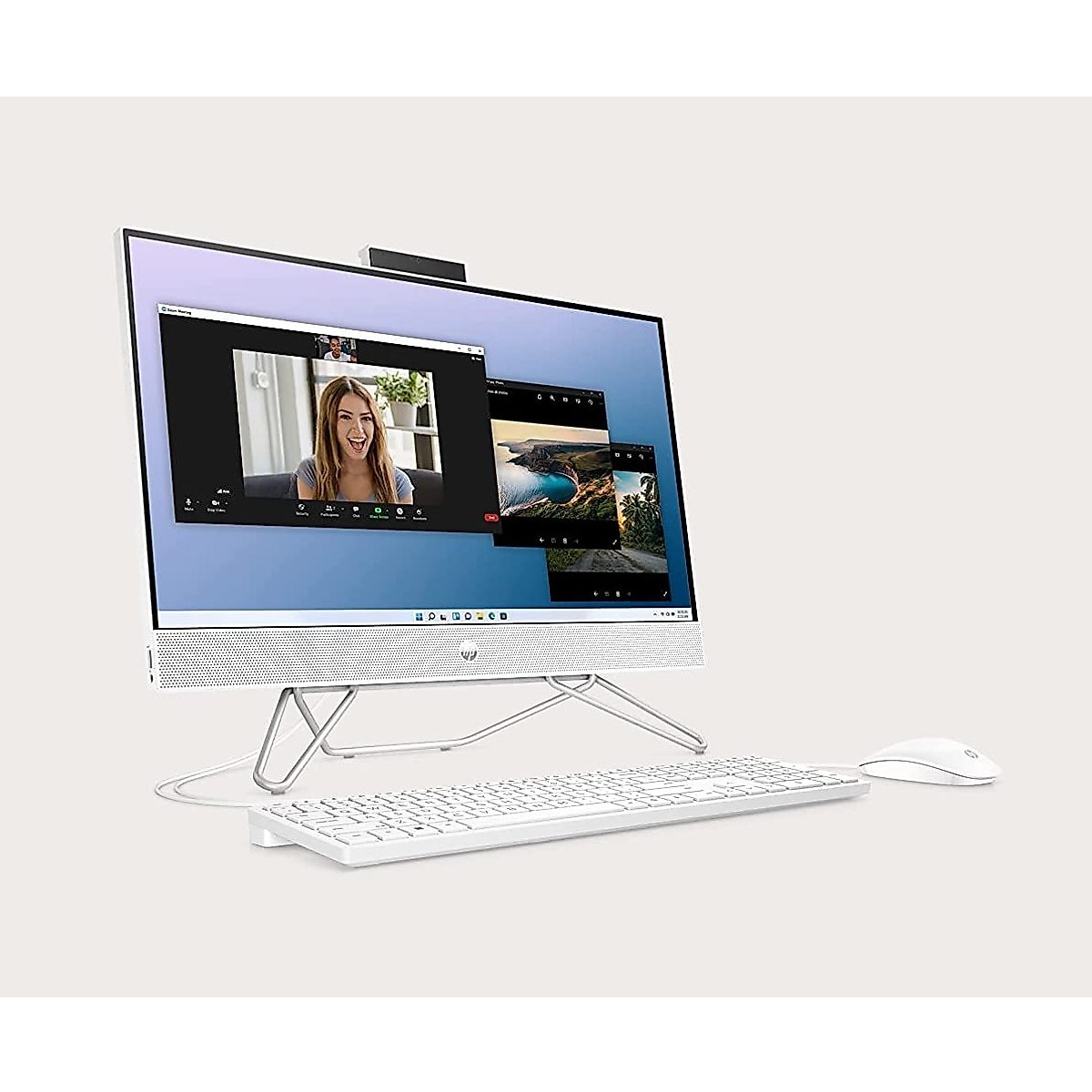 HP 2024 24'' FHD IPS Touchscreen All-in-One Desktop PC Intel 2-Core i3-1115G4 Intel UHD Graphics 16GB DDR4 1TB NVMe SSD WiFi AC BT RJ-45 HDMI Webcam Speaker Windows 11 Pro White w/RE USB Drive