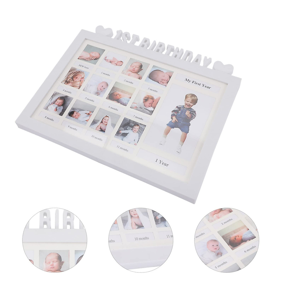 Kisangel Babys First Year Frame 12 Month Picture Frame 1st Birthday Photo Frame Picture Frame Milestone Photos Frame My First Year Picture Frame Memories Keepsake Photo Frame White