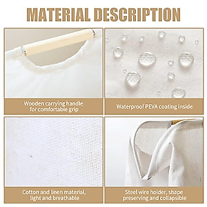 3-Pack 65L Collapsible Laundry Basket with Wooden Handles, Ideal for Tidying Clothes, Blankets and Toys,Laundry Hamper Perfect for Bedroom, Bathroom, and Living Room Organization (Striped Set)