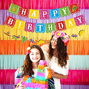 Kitticcino Set of 3 Happy Birthday Banner Mexican Themed Party Backdrops Decorations