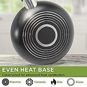 Ecolution Easy Clean Nonstick Cookware Set, Features Kitchen Essentials, Bamboo Cooking Utensils Set, Vented Glass Lids, Ergonomic Grip Handles, Made without PFOA, Dishwasher Safe, 20-Piece, Black