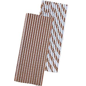 Rose Gold Solid and Stripe Foil Paper Straws - 7.75 Inches - 50 Pack - Outside the Box Papers Brand
