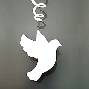 24 pcs White Pigeon Swirls Decor Birthday Party Baby Shower White Hanging Swirls Baptism Decorations for Boys Girls