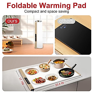 Silicone Food Warming Mat, Portable Electric Heating Tray with 3 Adjustable Temperature Settings Safety Lock Kitchen Warmer Mat Roll Up Family Party Indoor Outdoor Camping Thanksgiving