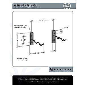 VintageView W Series Bottle Height Wall Mounted Metal Wine Rack (2 Bottles, Satin Black)