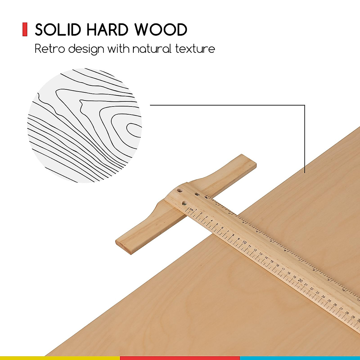 MEEDEN Solid Wood Drafting Table, Artist Drawing Desk, Writing Desk Studio Desk, Art Craft Table with Adjustable Height and Tiltable Tabletop for Artwork, Graphic Design, Reading