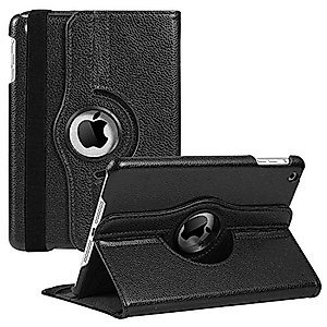 LayYun iPad Mini 1/2/3 Case - 360 Degree Rotating Stand Smart Cover Case with Auto Sleep/Wake Feature for Apple iPad Mini 1 / iPad Mini 2 / iPad Mini 3 … (Black 04)
