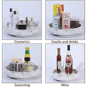 Wood Lazy Susan Kitchen Turntable 12" Rotating Dining Table Centerpiece Spice Rack Cabinet Organizer Storage Serving Tray for Pantry Cabinet Tabletop Spices Makeup Organization Decoration