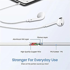 2 Pack with Apple Earbuds 3.5mm Wired Earbuds/Headphones/Earphones Built-in Microphone & Volume Control【with Apple MFi Certified】 Compatible with iPhone,iPad,iPod,Computer,MP3/4,Android