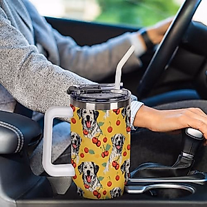 Labrador Retriever Dog Cherries 40 Oz Stainless Steel Cup Travel Tumbler with Handle and Straw Lightweight Coffee Mug for Home Office