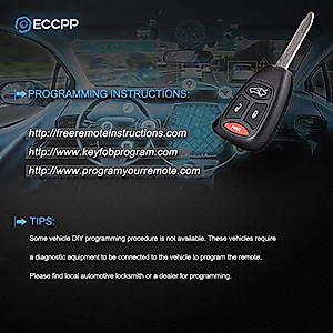 ECCPP 1X Key Fob Keyless Entry Remote Replacement for Chrysler 300 for D odge Charger Dakota Durango Magnum for J eep Grand Cherokee Commander KOBDT04A OHT692713AA 4 Buttons