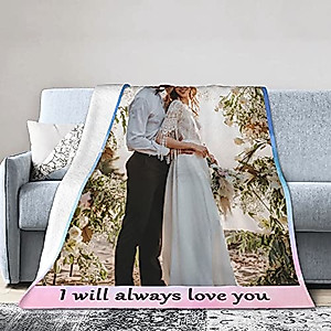 Yeacun Custom Blanket with Photo Text, Customized Picture Personalized Flannel Throw Blankets for Adult Kid Birthday Christmas Halloween Fathers Mothers Valentines Day Gift - 30"x 40"