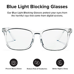 DeBuff Blue Light Blocking Glasses Women Men Clear Lens Square Frame Computer Eyeglasses (Clear)