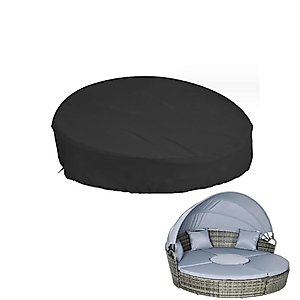 Outdoor Daybed Cover,DxH 89x32in Waterproof Patio Sofa Covers,All Weather Protection Round Canopy Day Bed Cover,Patio Furniture Accessories Cover for Garden Sofa (Only Cover) (Black)