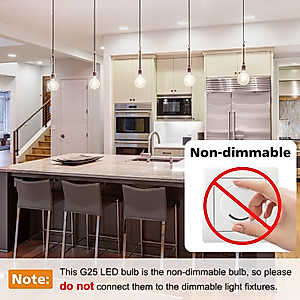 Ascher Vintage G25 LED Globe Light Bulbs, 60 Watt Equivalent, Daylight White 4000K, 750LM, Non-Dimmable, G25 Glass Edison Style for Bathroom Makeup Mirror, Medium E26 Base, Pack of 4