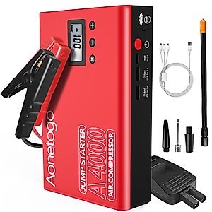 Jump Starter with Air Compressor, 2800A Peak 20000mAh Portable Battery Booster (Up to 8.5L Gas,7L Diesel Engines) with 100PSI Digital Tire Inflator,12V Car Lithium Battery Jump Box Pack Power Charger
