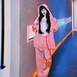 PLAYPUNK Full Zip Hoodie Y2k Pink Spider Pullover Vintage Graphic Hoodies Oversized Sweatshirt Goth Grunge Punk Jacket