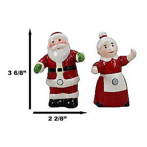 Ebros Gift 'Tis The Season Dancing Mr And Mrs Santa Claus Christmas Couple Salt And Pepper Shakers Set Ceramic Figurines Party Kitchen Tabletop Collectible Prop Jolly Holiday Decorative