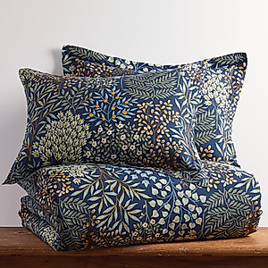 Levtex Home - English Forest Navy Duvet Cover Set - King Duvet Cover (106 x 94in.) + Two King Pillow Cases (20 x 36in.)- Leaves - Navy, Green, Teal, Blue, Cream - Rayon/Cotton