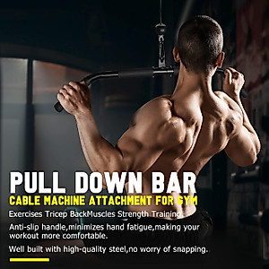 VAVOSPORT Fitness LAT and Lift Pulley System Gym - Upgraded LAT Pull Down Cable Machine Attachments, Loading Pin, Handle and Tricep Rope, for Biceps Curl, Forearm, Triceps Exercise Gym Equipment