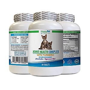 HAPPY PET VITAMINS LLC Joint Care Cats - Joint Health Complex with Turmeric - MSM GLUCOSAMINE - Hip and Joint Care - cat Liver Support Food - 1 Bottle (60 Treats)