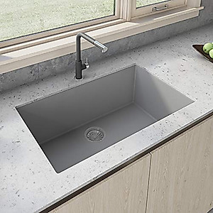 Ruvati 30 x 17 inch Granite Composite Undermount Single Bowl Kitchen Sink - Silver Gray - RVG2030GR