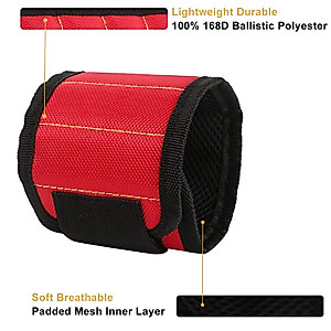 ISFEY Powerful Work Storage Wristband adsorption kit with 6 Round Magnets for Strong Absorption, Suitable for Home Decoration Workers-Red