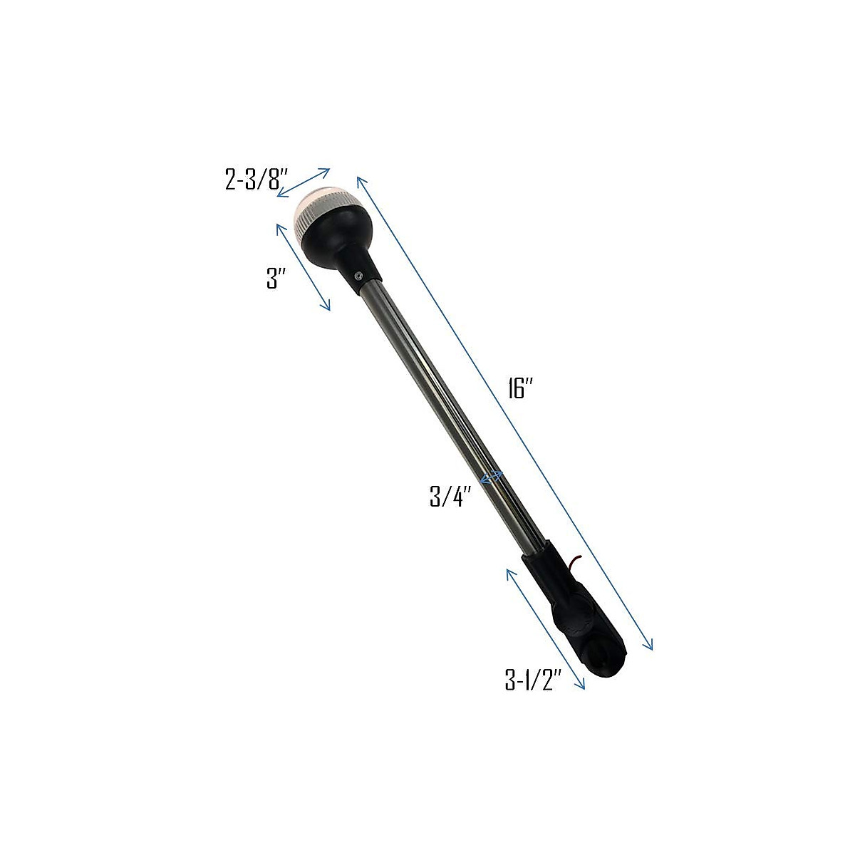 Pactrade Marine Fold Down Pontoon Boat LED 16" H All-Round Anchor Light White