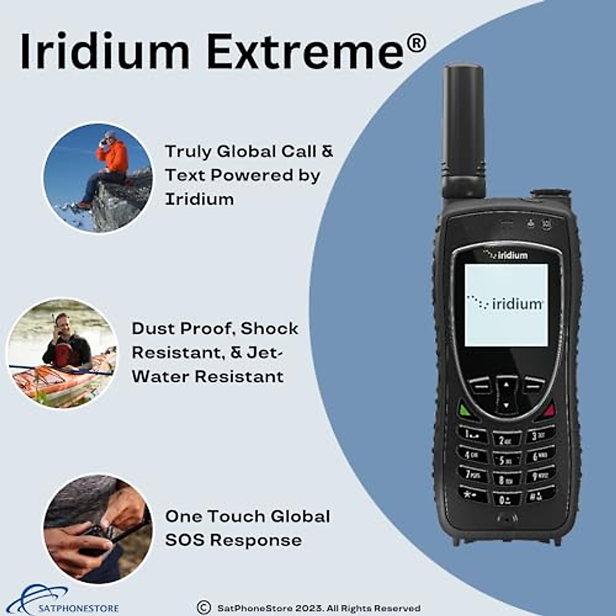SatPhoneStore Iridium 9575 Extreme Satellite Phone Hiker Package with Solar Charger, Protective Case and Prepaid 200 Minute SIM Card Ready for Easy Online Activation