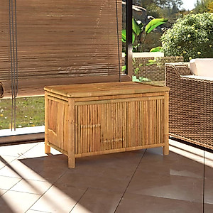 'vidaXL Farmhouse Style Bamboo Garden Storage Box - Versatile Outdoor Storage Bench with Ample Space and Weather Resistance., Brown, 319875