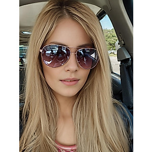 The Fresh Classic Crystal Elegant Women Beauty Design Sunglasses Gift Box (L164-Rose Gold, Blue/Coral)