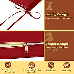 Focuprodu Bench Cushion.36x14 Inch Spill-Resistant Bench Cushion is Suitable for Patio Benches, Patio Sofas, Garden Benches. Comes with 2 Tie Straps for Easy Removal for Cleaning. (36x14x2.5, Red)