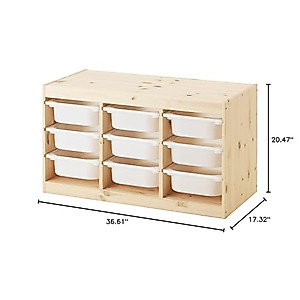 Ikea TROFAST storage combination with boxes, 93x44x52 cm, light white stained pine/white
