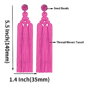 long tassel earrings (Hot Pink E)