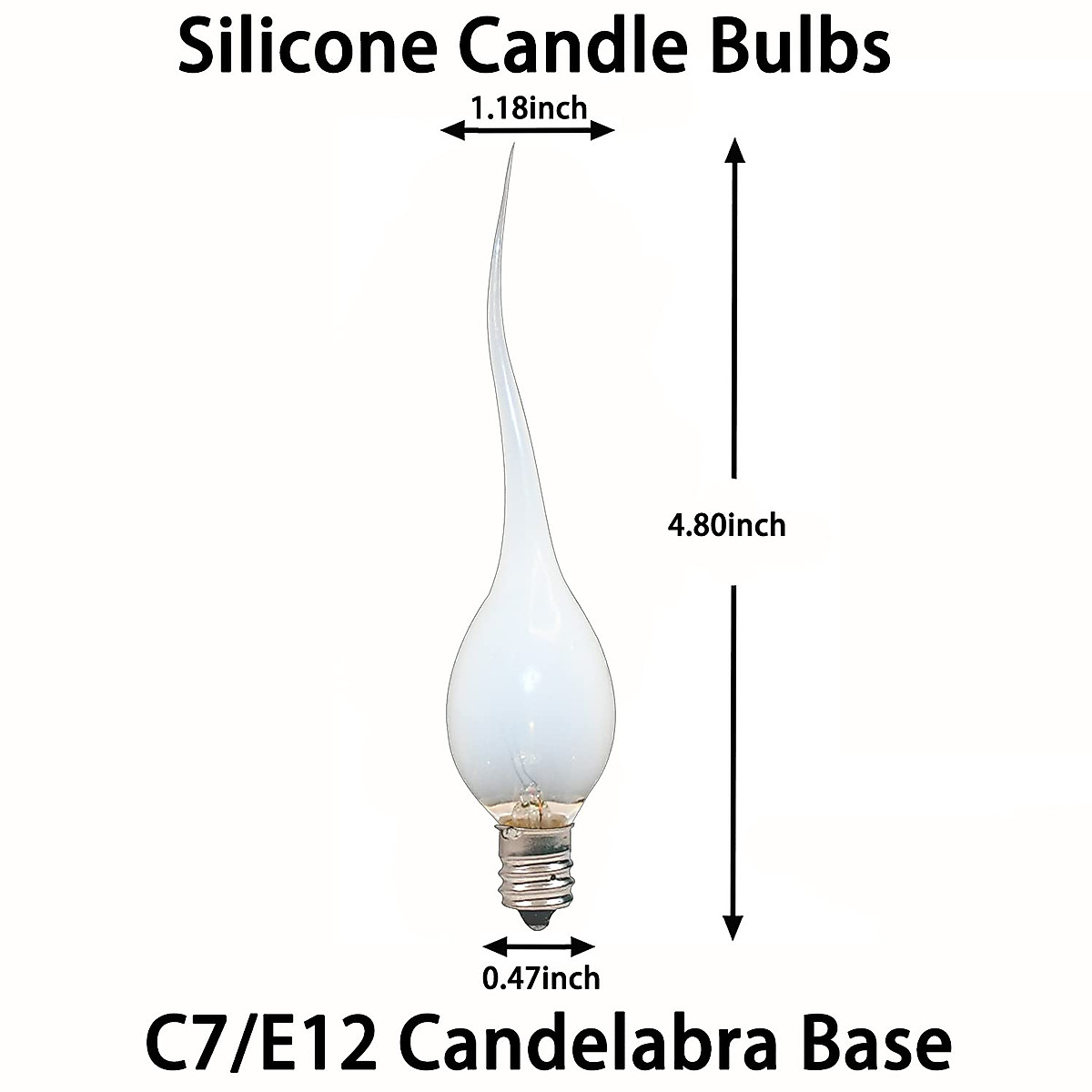 GOOTHY Silicone Dipped Candle Light Bulbs, Clear Silicone 5 Watts Replacement Bulbs for Electric Window Candles Chandeliers Night Light Bulbs Christmas Lights, C7/E12 Candelabra Base, 120V- 12 Pack