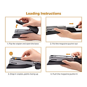 Bostitch Office Executive 3 in 1 Stapler, One Finger Stapling, No Effort, 20 Sheet Capacity, Integrated Staple Remover, Spring Powered Stapler, Black/Gray
