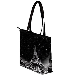 Purses for Women, Tote Bag, Bags for Women, Womens Handbags, Black Starry Sky Retro Eiffel Tower pattern