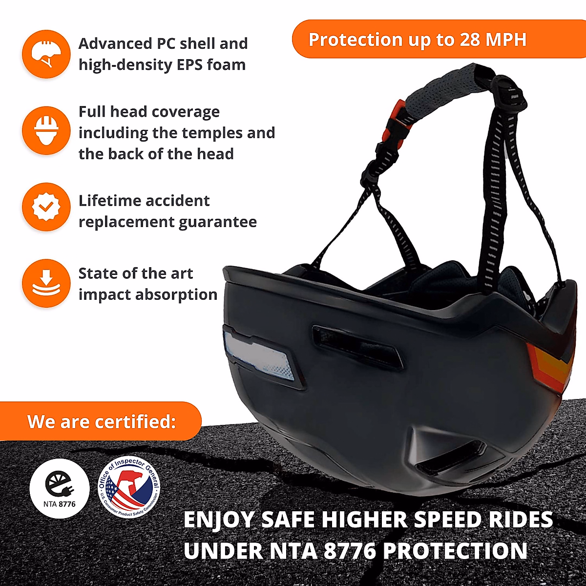 XNITO Bike Helmet with LED Lights - Urban Bicycle Helmet for Adults, Men & Women - CPSC & NTA-8776 Dual Certified - Class 3 E-Bikes, Scooters, Onewheel, Commuter, Mountain